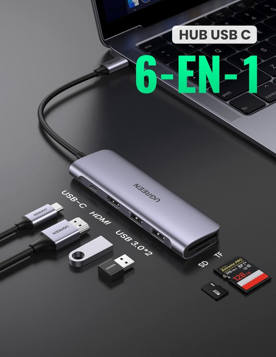 Hub USB C Ugreen 6 en 1 100W – Ugreen Tienda Oficial Mexico